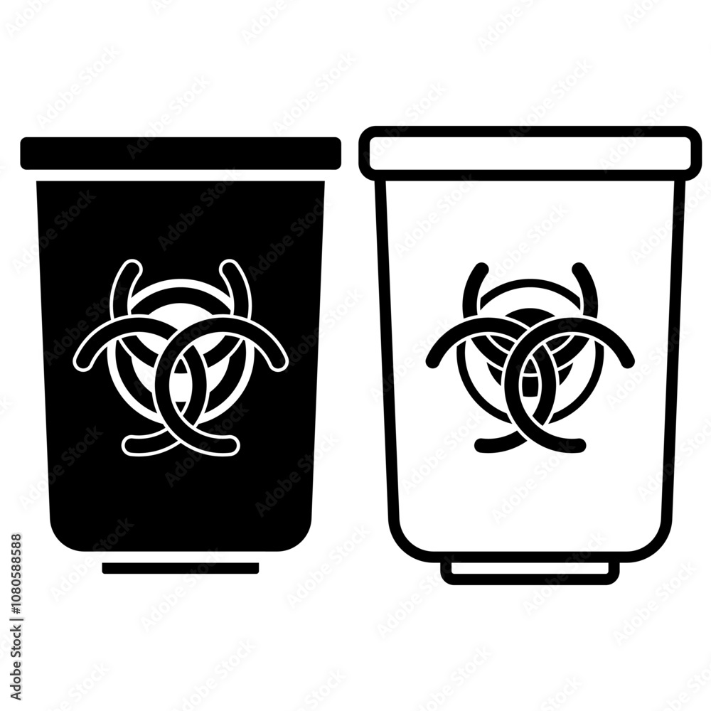 medical waste disposal, biohazard symbol, icon isolated on white ...