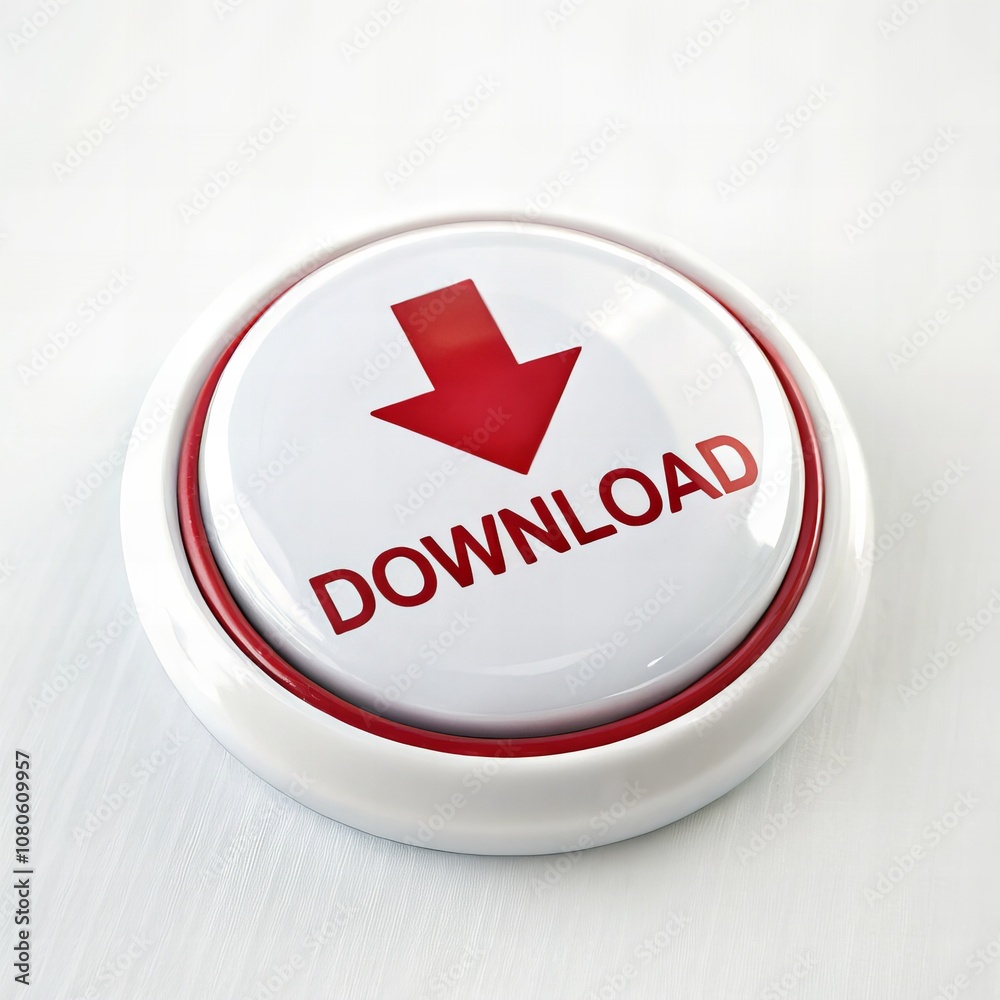 Large Download Button with Arrow, Symbolizing File Download, Digital ...