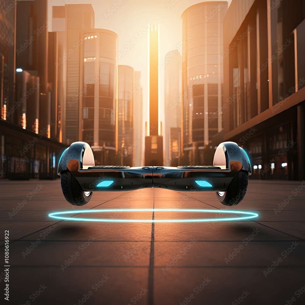 A high-tech hoverboard equipped with AR navigation and safety features ...