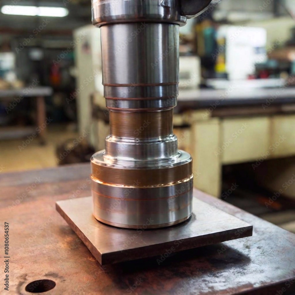 A detailed scene showing the manufacturing process of metal products ...