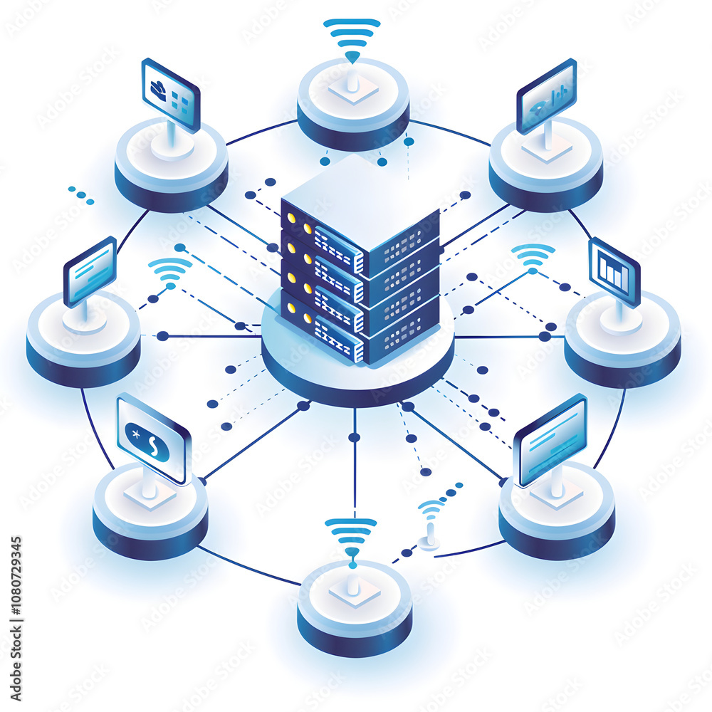 Schematic Illustration of Nginx Load Balancing and Network Traffic Distribution Stock ...