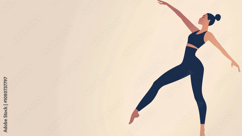 Graceful dancer strikes a pose, her body extended in a dynamic ...