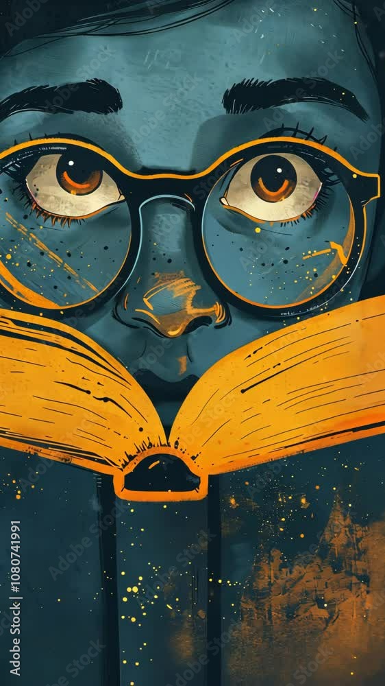 Surprised Reader Illustrated Concept, Retro Pop Art Style, Boy with ...