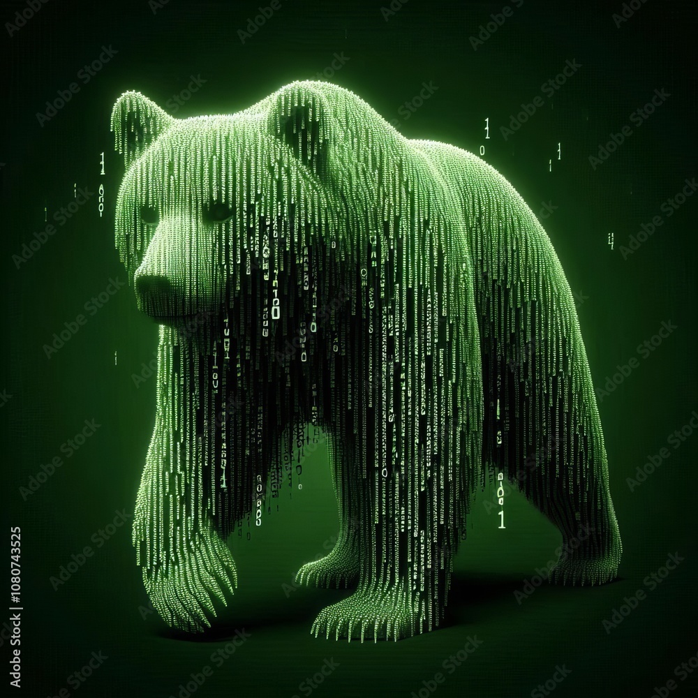 Binary Bear A visual representation of a bear constructed from g Stock ...