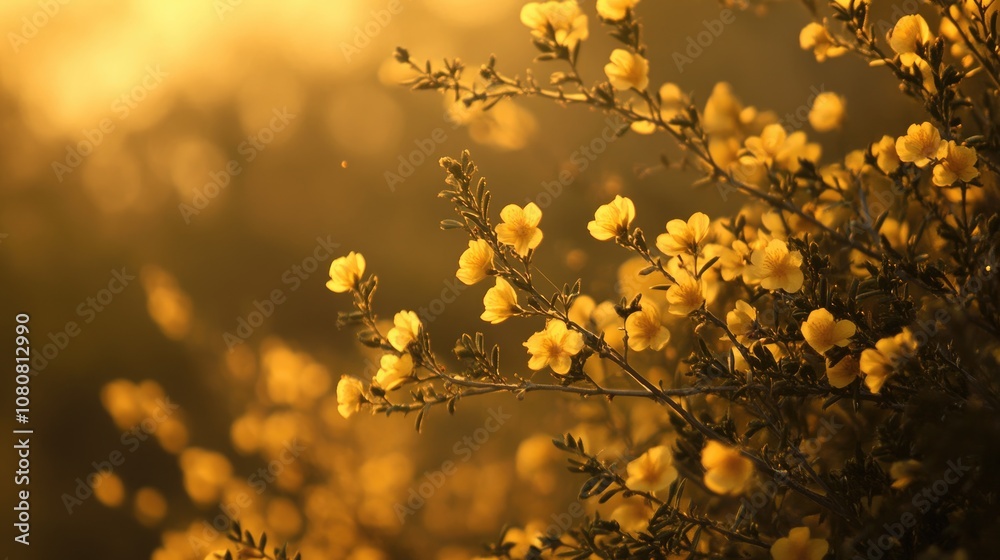 Thorny shrub of common gorse Ulex europaeus an invasive flowering plant ...