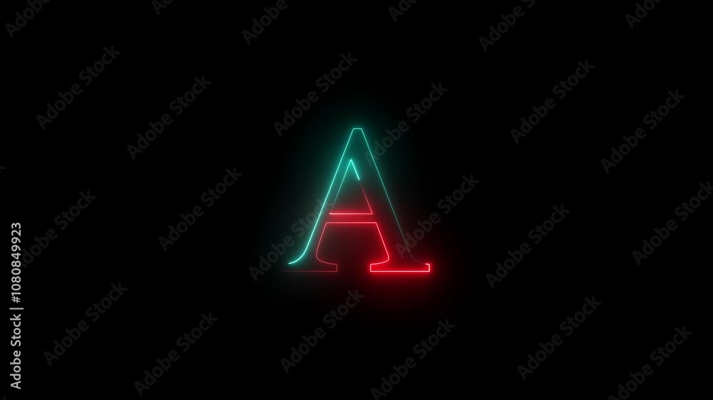 Educational concept with neon letter A. Neon text icon animation ...