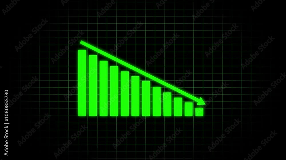Animated down graph icon designed in flat icon style, business or finance concept icon. Finance ...