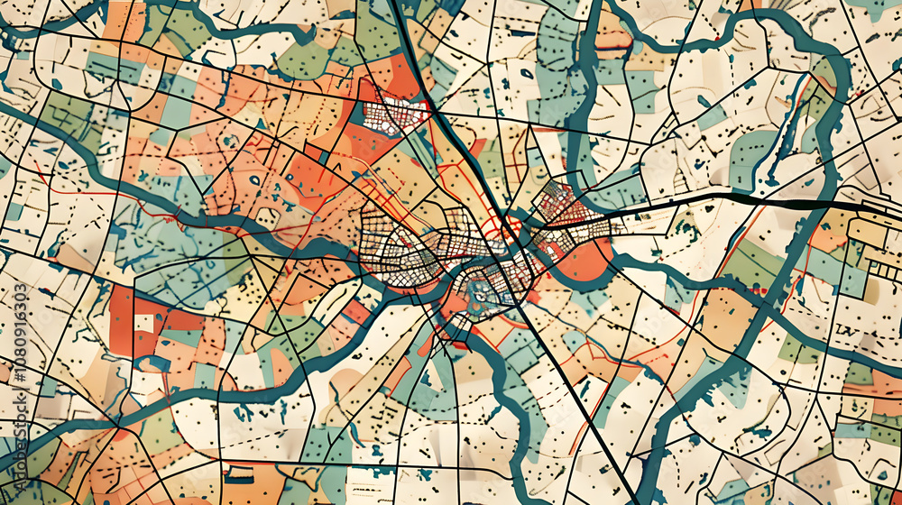 Detailed and Colour-Coded Map of NW Postcode Area in the UK 素材庫插圖 ...