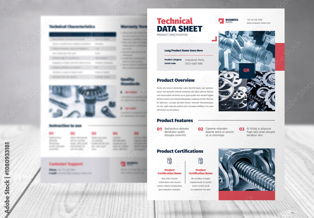 Product Technical Data Sheet Template Stock Template | Adobe Stock