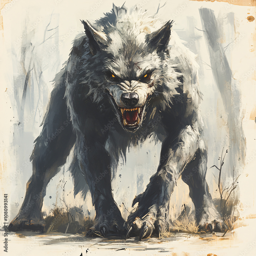 Adolescent Werewolf with Gaunt and Lanky Build in a Dark Fantasy ...