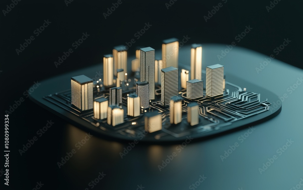 Conceptual cityscape emphasizing utility infrastructure modernization ...