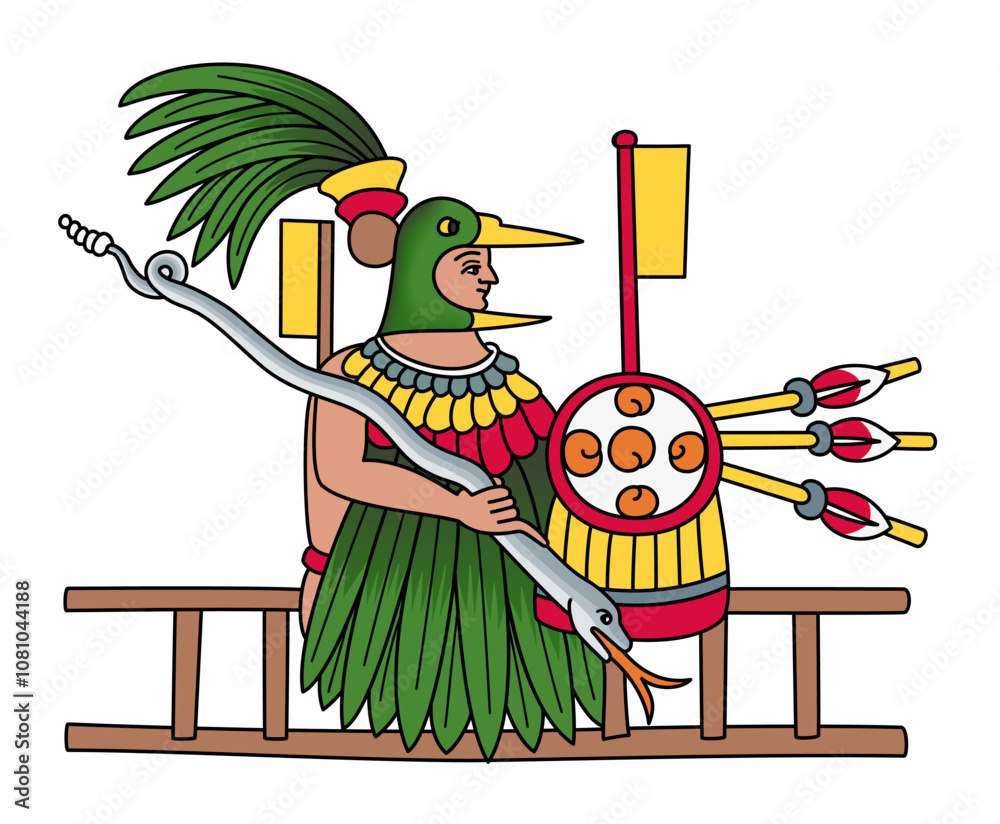 Huitzilopochtli, the Aztec sun and war god. Solar and war deity of ...