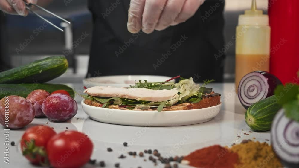 Chef prepares nutritious and mouth-watering meal by layering thinly ...