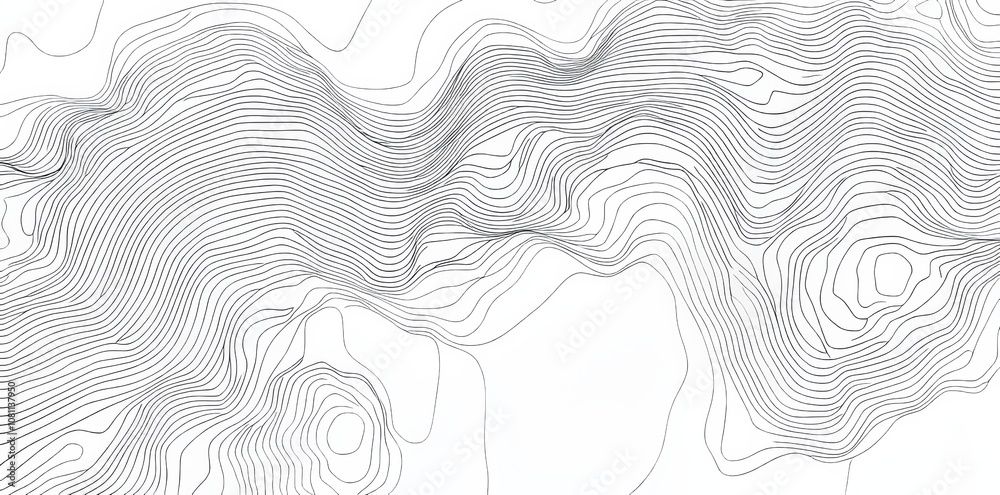 Topographic map patterns, topography line map. White background with ...