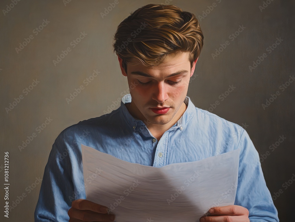 Photograph of a Candidate Reviewing Job Description: A candidate ...