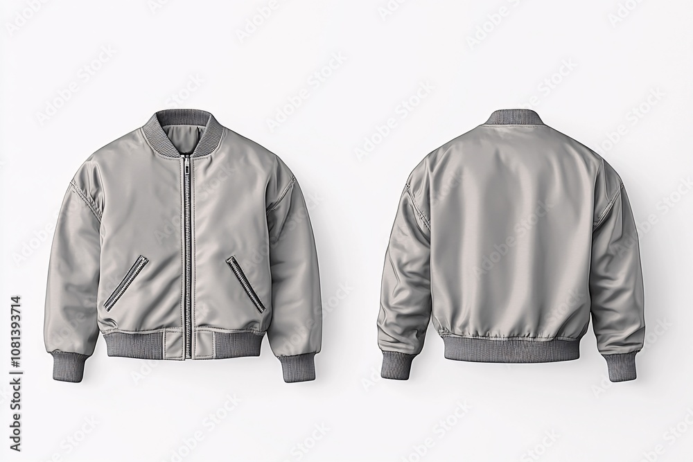 Blank Gray Bomber Jacket Mockup Stock Illustration | Adobe Stock