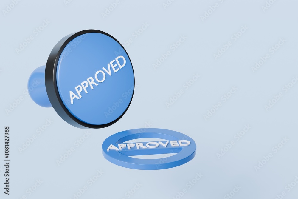 3d Approved Stamp seal icon symbol. Human resources recruit approved ...