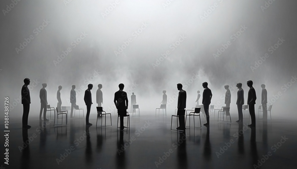 Monochromatic group meeting, scene images, separated by commas ...