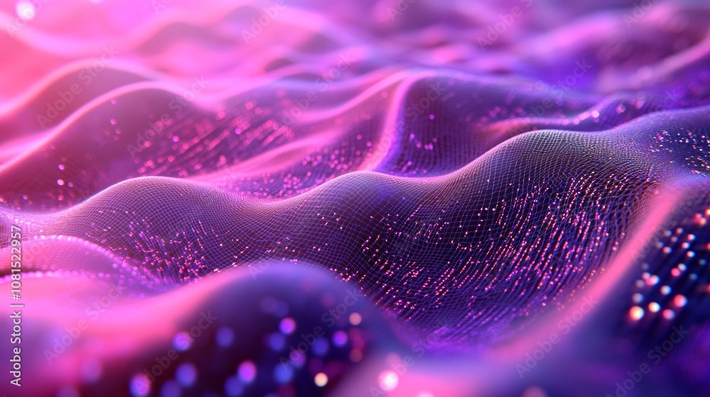 abstract voronoi cells morph into linear waves, punctuated by twinkling ...