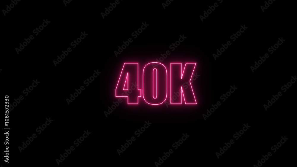 Glowing neon number 40k red color with black background. neon style ...