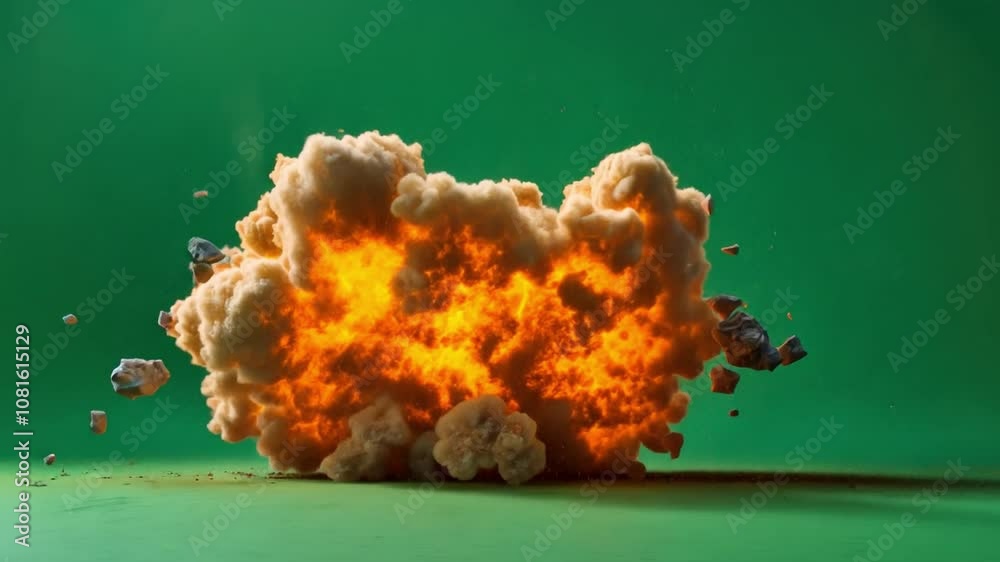 Explosive Impact: A fiery explosion erupts with intense energy ...