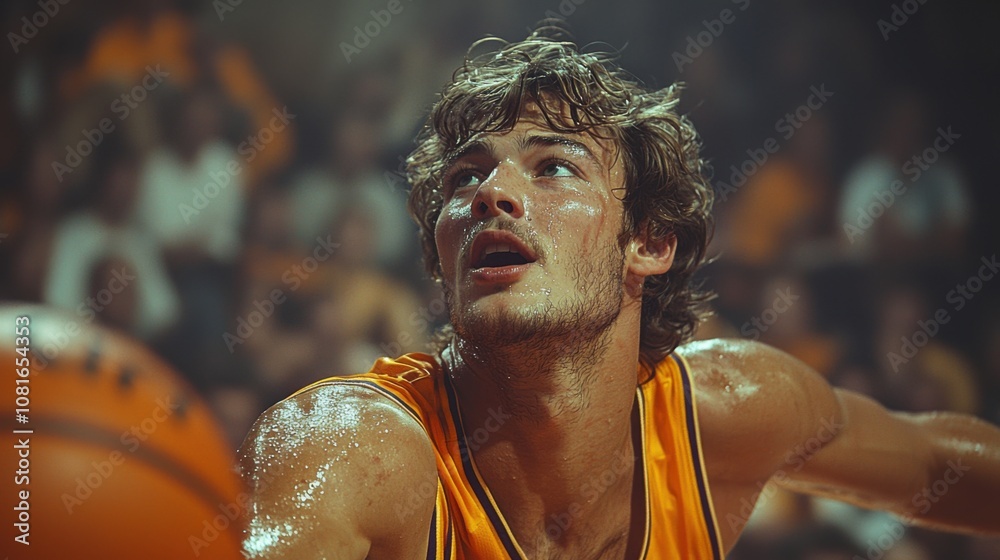 Intense Basketball Player Sweat Action Game Sport Competition Athlete ...
