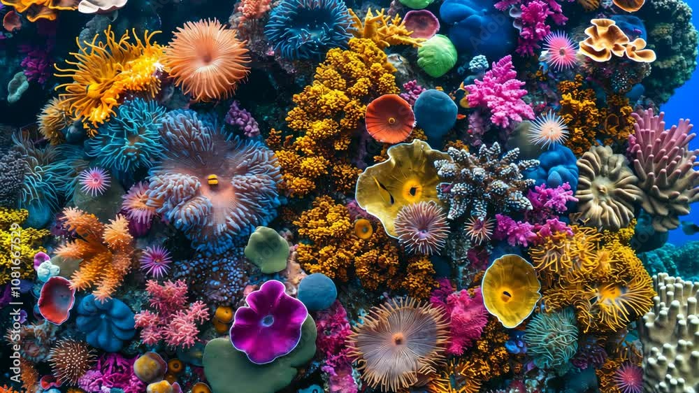 Video Stock Coral reef composition with diverse marine flora and fauna ...
