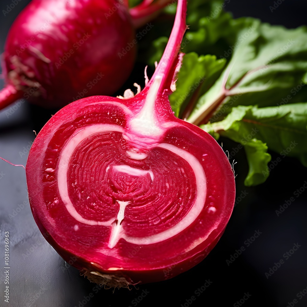 Cross-Section of a Red Radish with Spicy, Crisp Texture Stock Photo ...