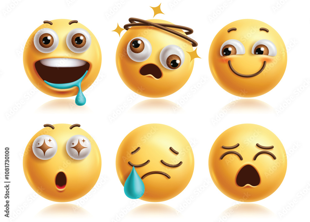 Hungry emoji characters vector set. Drooling emoji clip art characters ...
