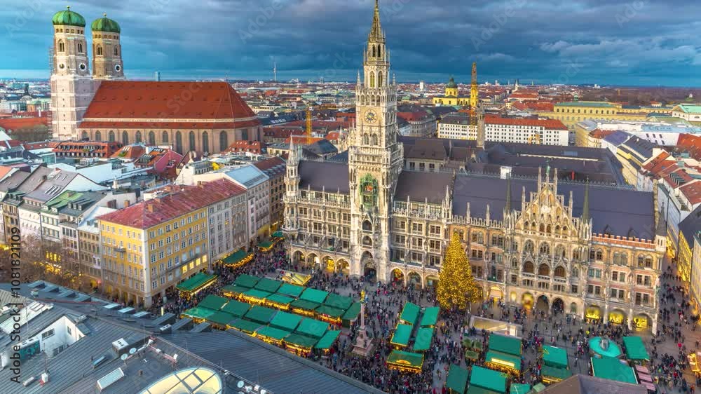 Marienplatz Munich at winter with munich christmas market view from top ...