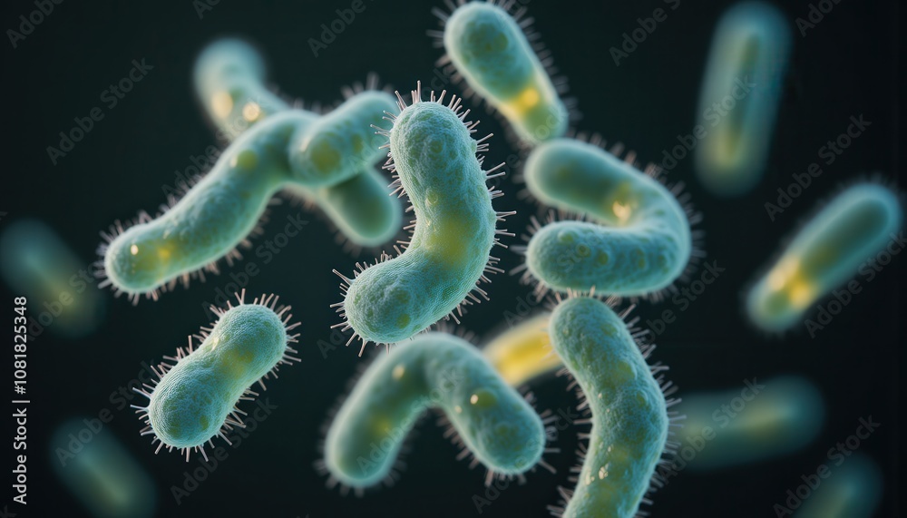 Bacteria exposure risk. A microscopic view of bacteria showcasing their ...