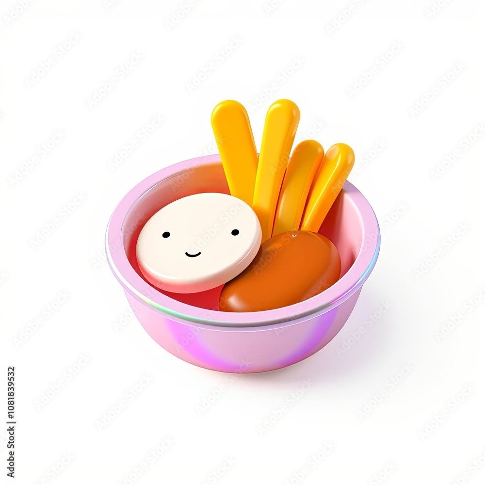 3D Stylized Keto Meal Prep Symbol with Iridescent Glitch Effect on ...