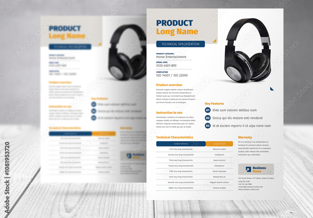Product Data Sheet Template Stock Template | Adobe Stock