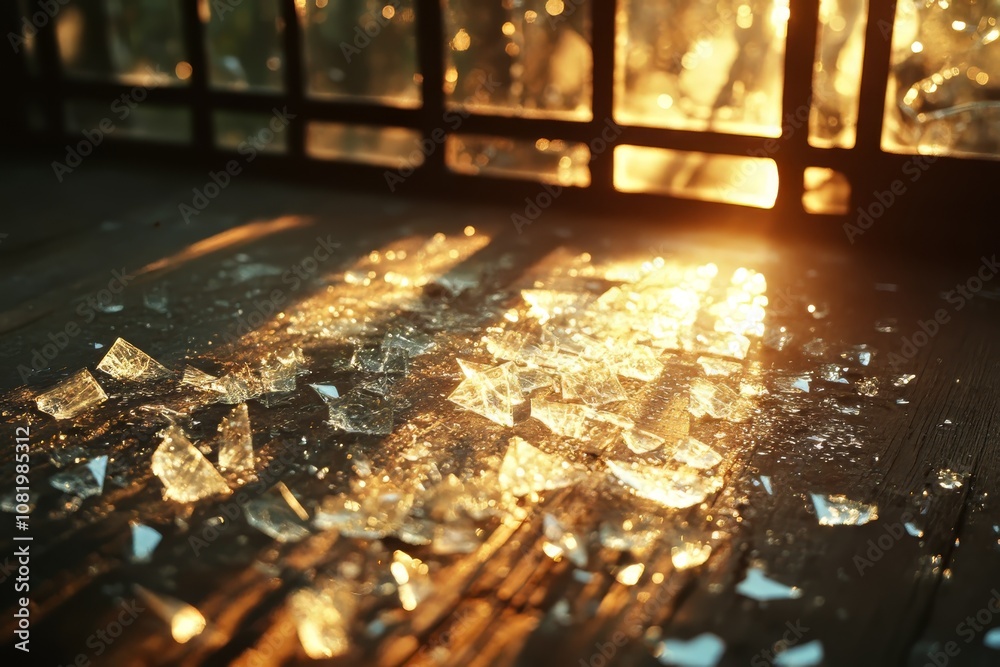 Image of broken glass or a transparent surface with light passing ...
