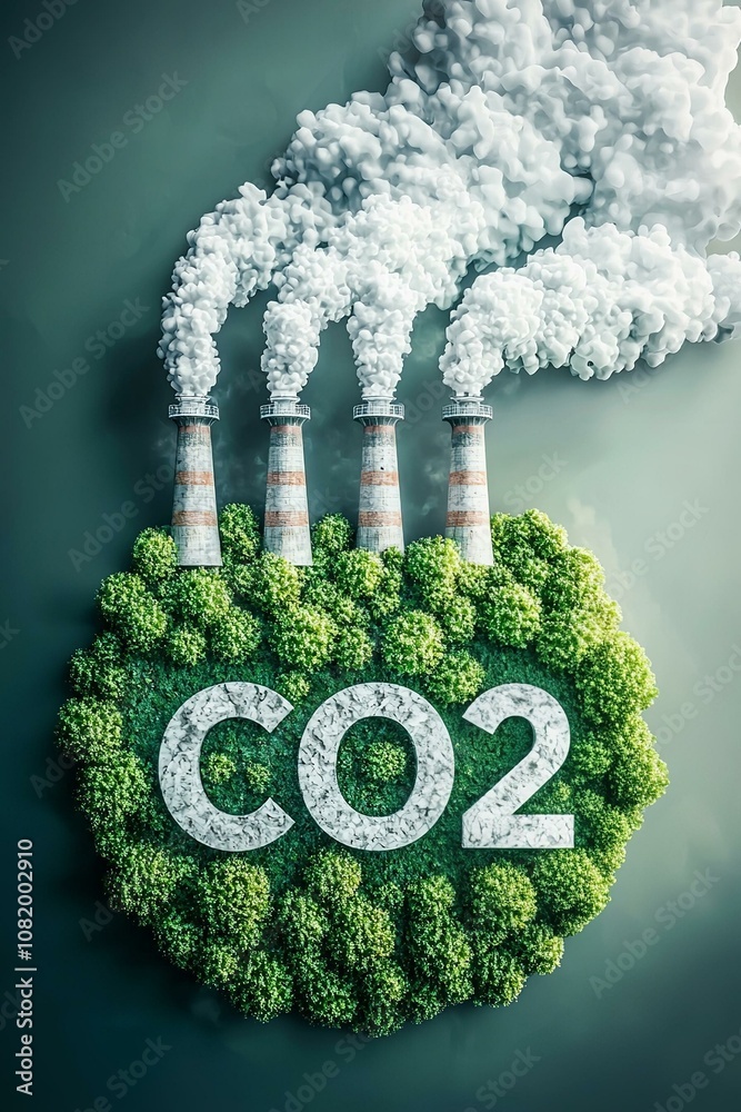 Foto de Reduce 'co2' emission concept. net zero greenhouse gas ...