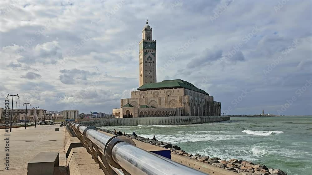the famous Hassan II Mosque, a stately mosque, a fine example of pure ...