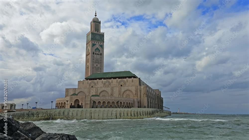 the famous Hassan II Mosque, a stately mosque, a fine example of pure ...
