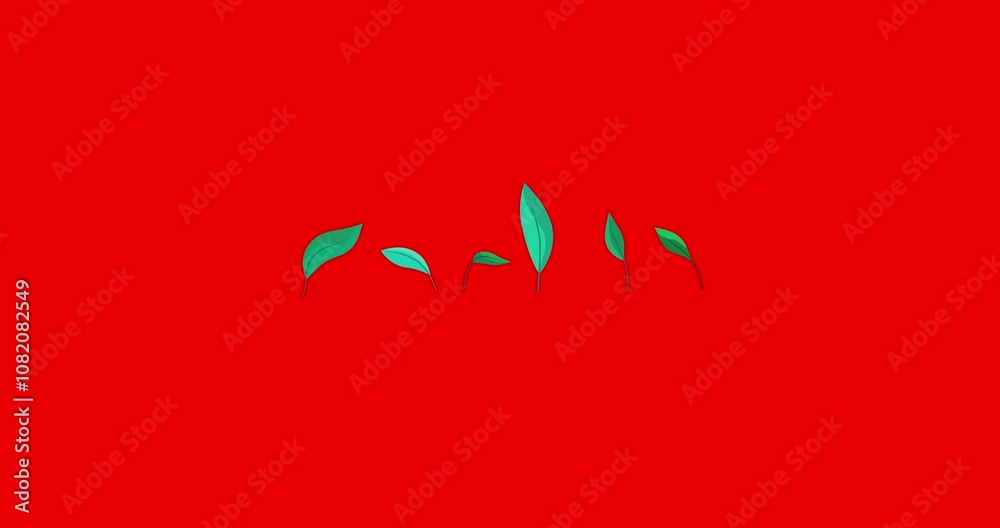 Cartoon six houseplant leaves redbox. Business style house or office ...