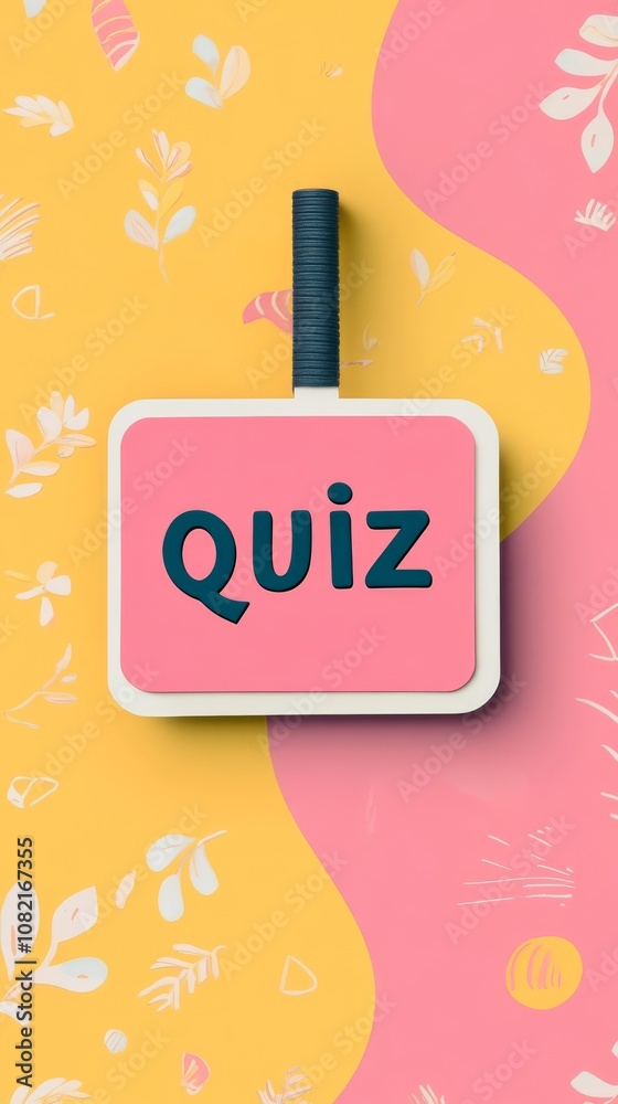 Quiz Time: A pink square with a white border with the word "QUIZ" in ...