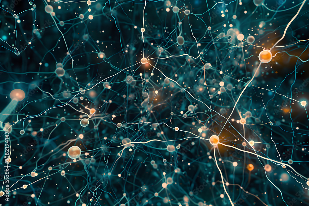 Illustration Showing a Complex Neural Network Architecture for AI and ...