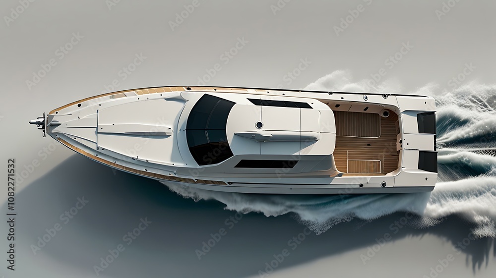 Modern motorboat without a background, featuring a side profile with ...