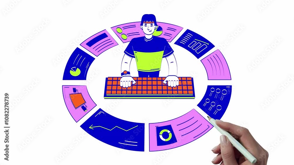 Vídeo do Stock: Data analytics business reports hand drawn whiteboard ...