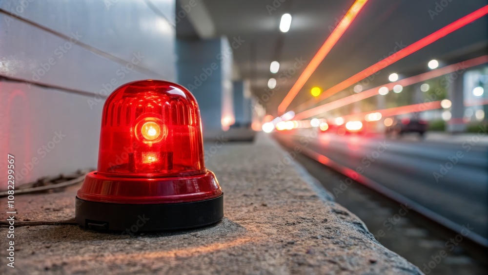 Bright Red Alarm Bell Signaling Emergency Alerts in Long Exposure ...