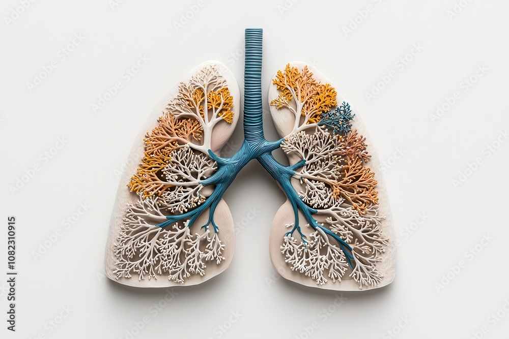 The cross-sectional anatomy of the respiratory system in detail Stock ...