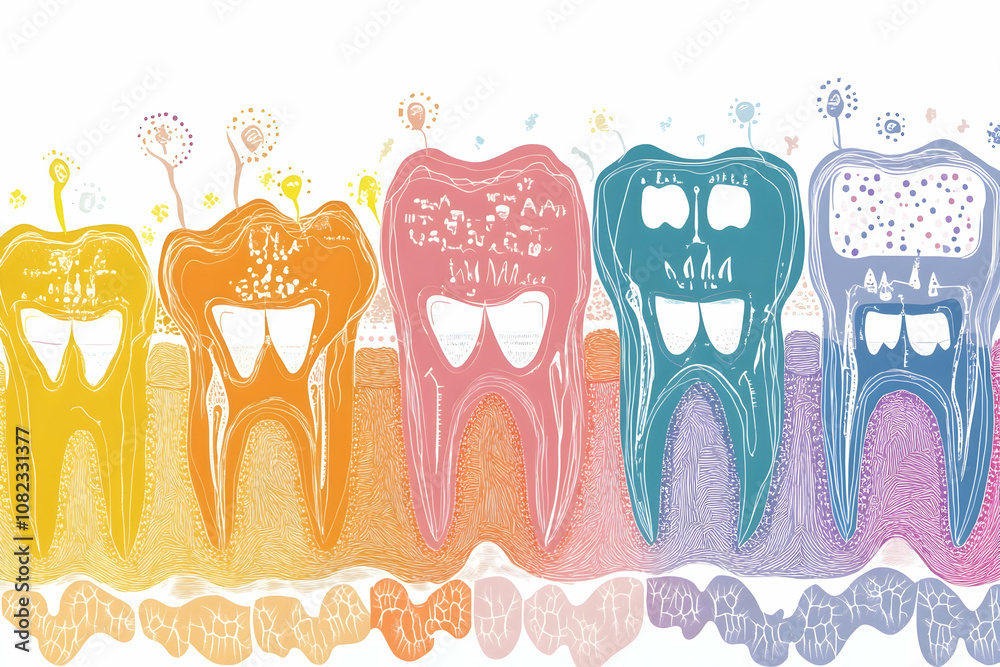 A vibrant depiction of smiling teeth celebrates dental health and the ...