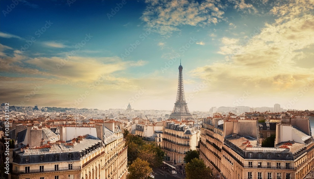 Classic Vintage Landmarks in the Heart of Paris, Featuring Iconic ...