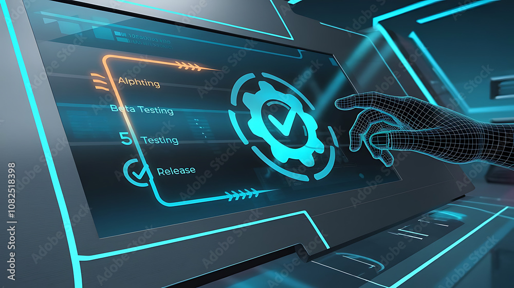 Futuristic Interface Of Software Development Lifecycle With Testing Phases Software Development