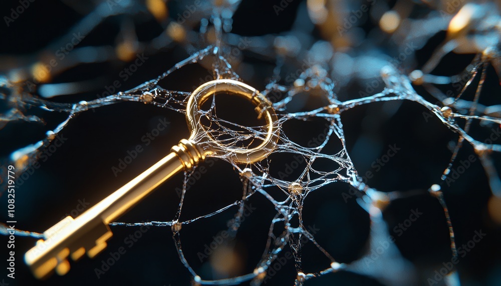 Photo & Art Print Unlocking Neural Pathways, A golden key opening a ...