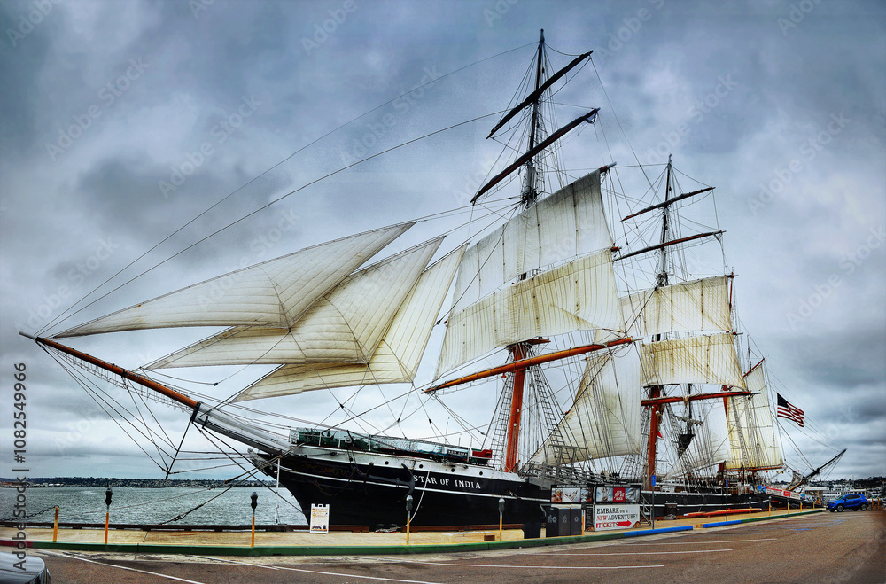 Star of India ship San Diego. This sailing ship was built in 1863 and ...