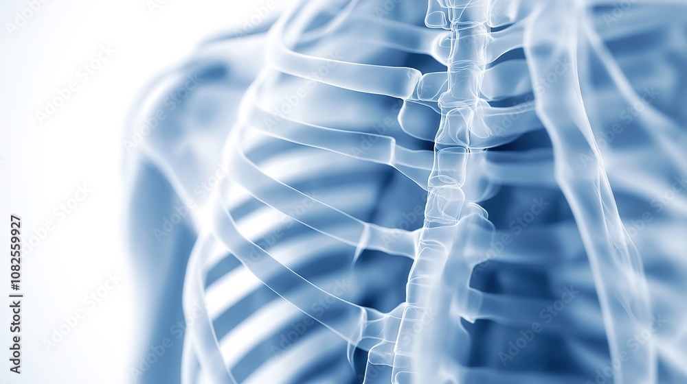 Medical chest X-ray image showing detailed anatomy of lungs and heart ...